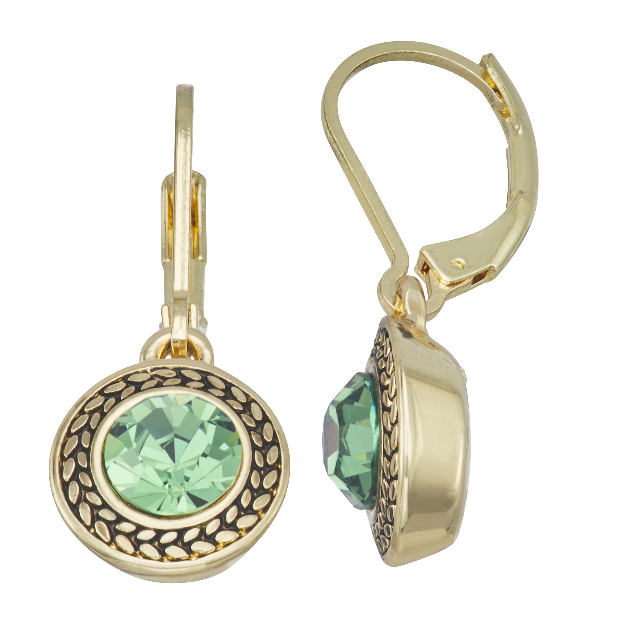 Amazon.com: Napier "Color Declaration" Gold-Tone Green Leverback Drop ...