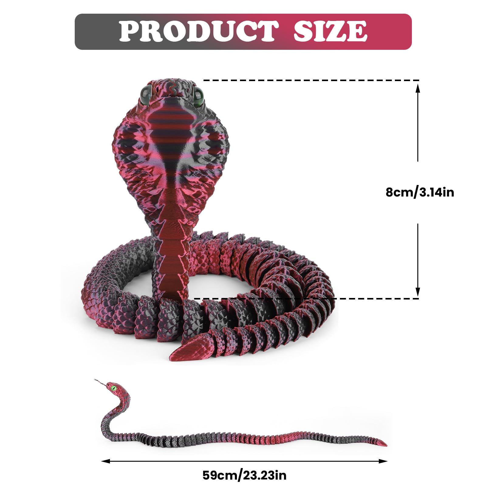 Snapklik.com : YILCER 3D Printed Snake 3D Printed Animals 26in Printed ...