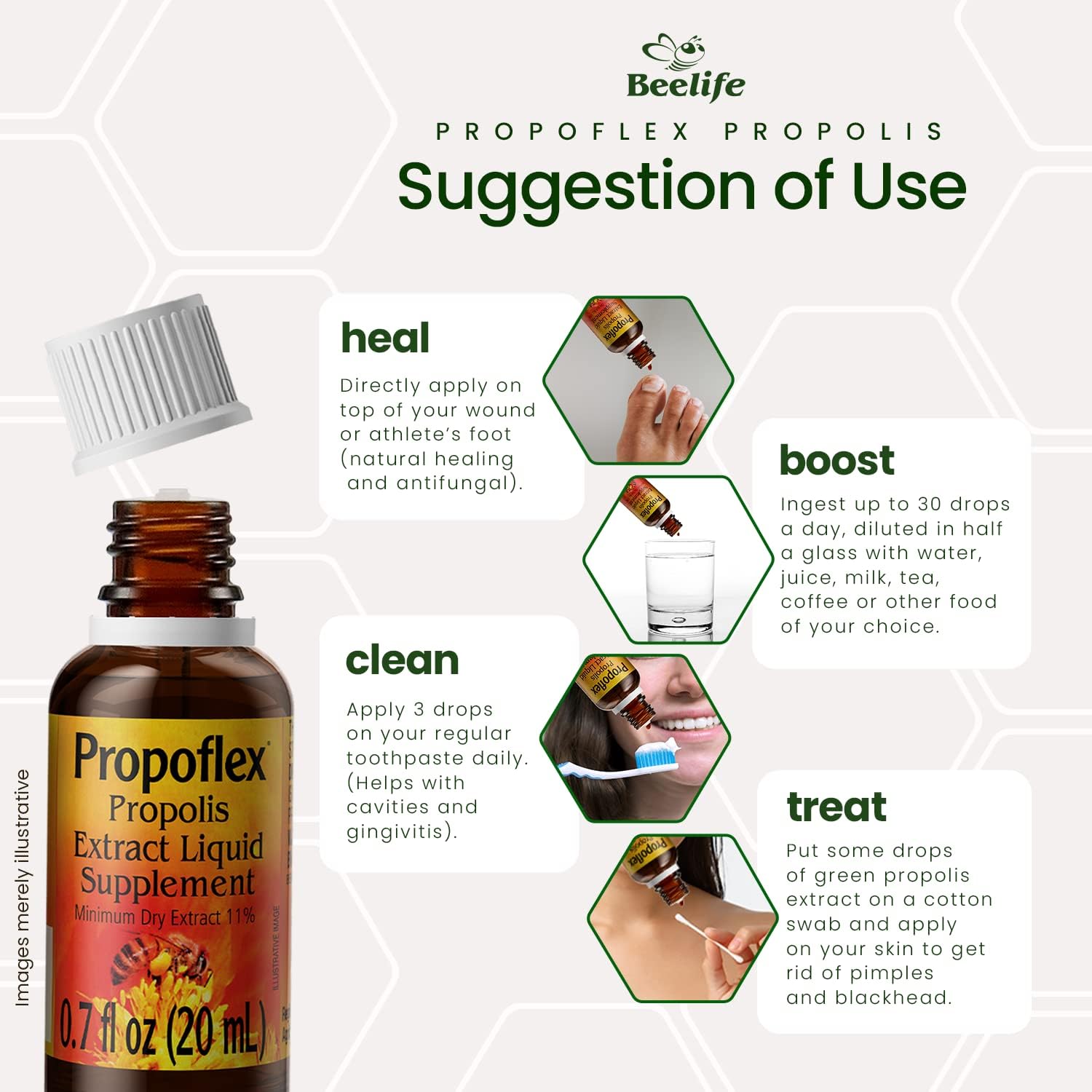 Beelife Propoflex Extracto de propóleo verde 0.7 fl oz – 11% extracto ...