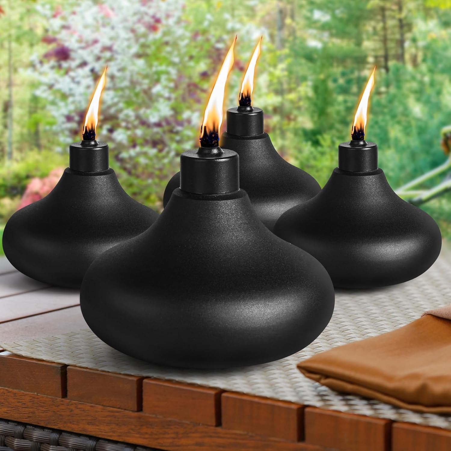 Amazon.com : FAN-Torches 4 Pack Metal Table Top Torches, 24.5oz ...