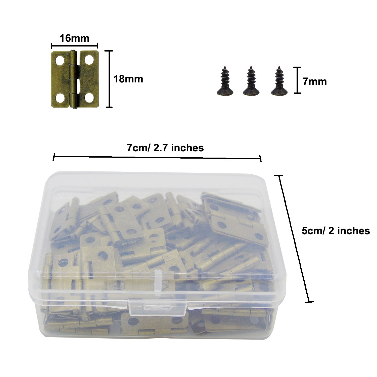 100pcs Small Box Hinges, Jewelry Box Hinges Retro Butt Hinges Mini ...