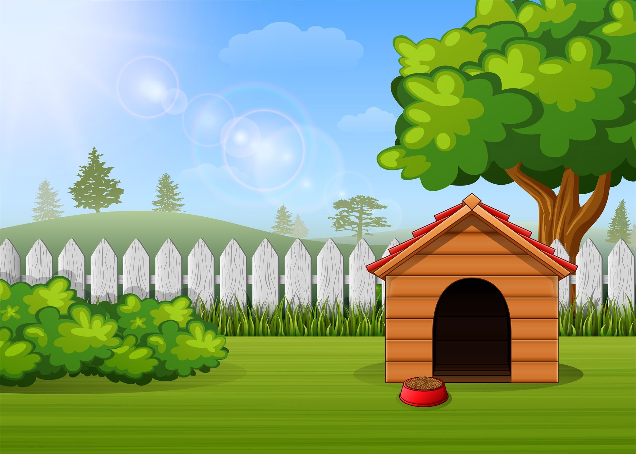 Amazon.com : CORFOTO Fabric 7x5ft Outdoor Cartoon Doghouse Backdrop ...