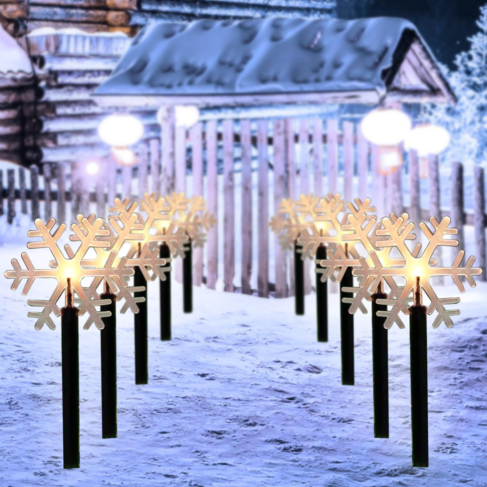 Amazon.com : FANFX Christmas Solar Powered Pathway Lights, Automatic ...