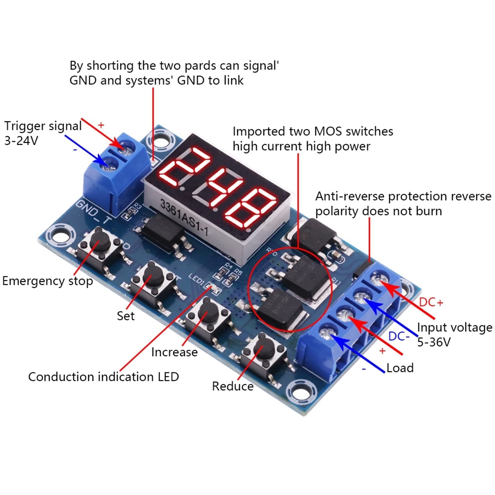 Dc 5v Timer Relay XY-WM01 Multi-function Trigger Time Cycle Timing ...