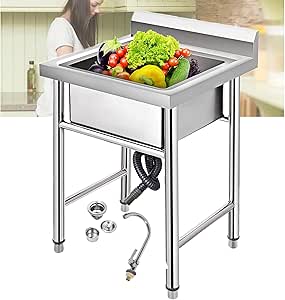 Amazon.co.jp: 304 Stainless Steel Utility Sink, Commercial Sink, Drain ...