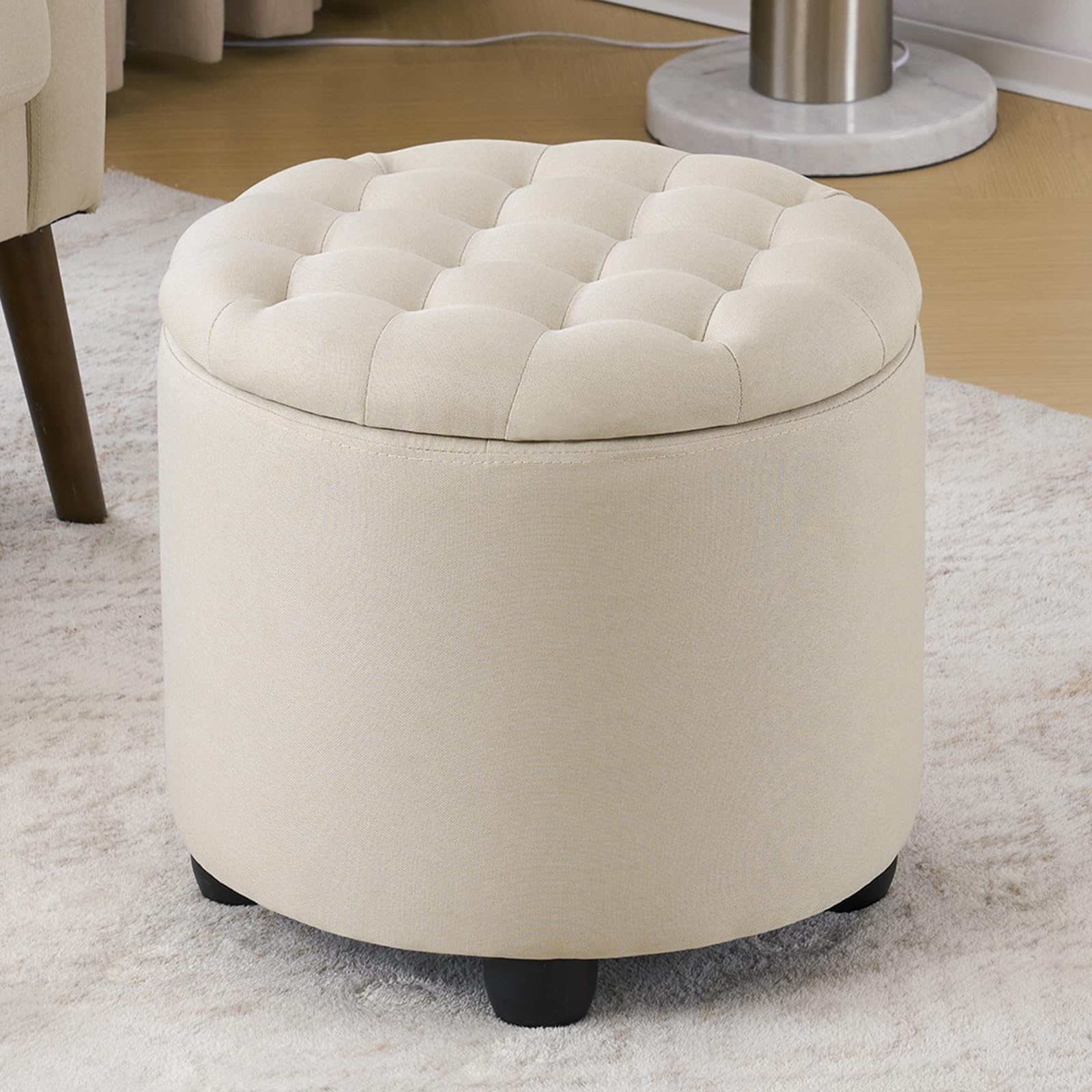 Amazon.com: GLOVAL HOME Modern Round Velvet Storage Ottoman Footrest ...