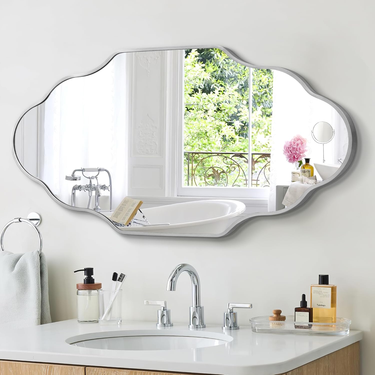 Amazon.com: Fahomiss Scalloped Wall Mirror - 26"x46" Irregular Wavy ...