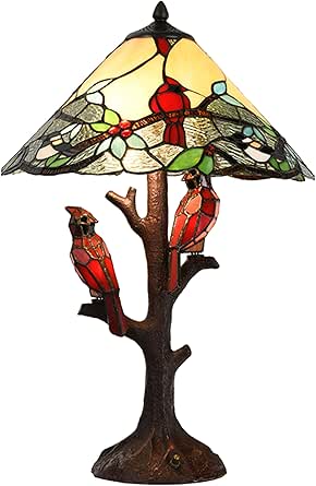 RIVER OF GOODS - Stained Glass Triple Lit Cardinals on Tree Table Lamp ...