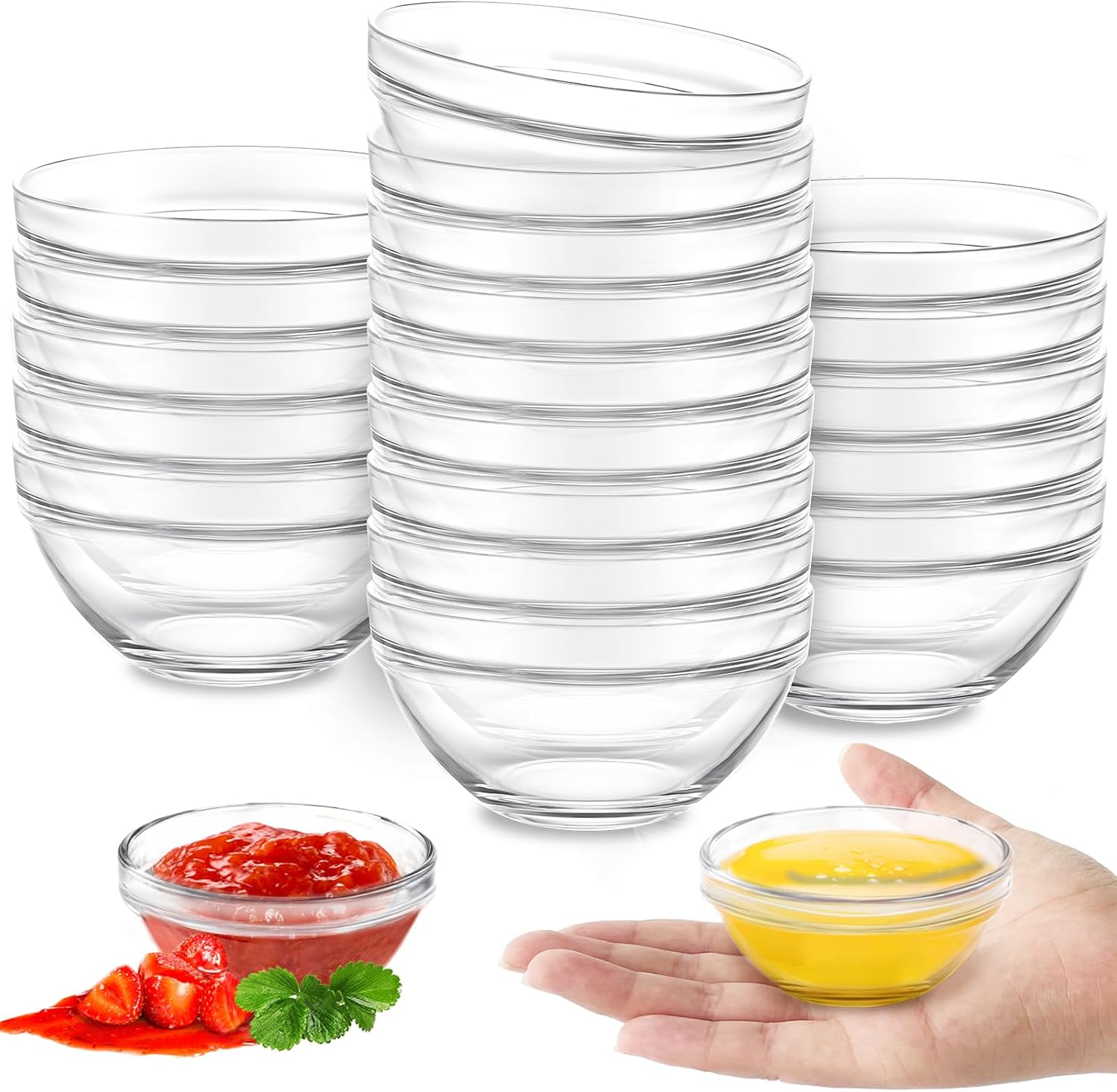 Amazon.com: Xanllaxa 20 Pcs 3" Small Glass Bowls,2.6 oz Mini Meal Prep ...