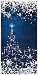 Amazon.com: Merry Christmas Tree Hand Bath Towel Blue Winter White Snow ...
