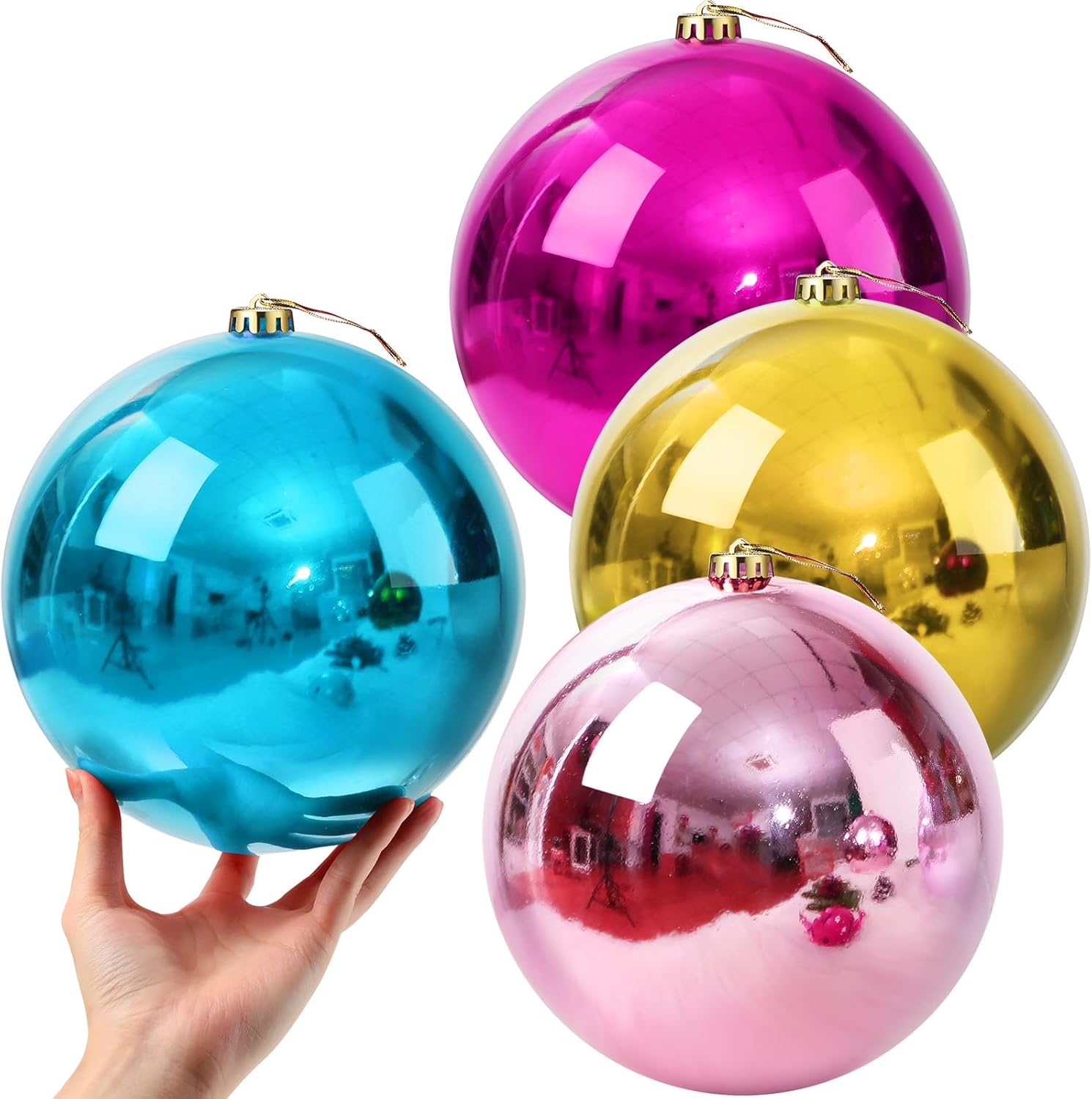 Amazon.com: 4 Pcs Large Christmas Ball Ornaments Giant Commercial Grade ...