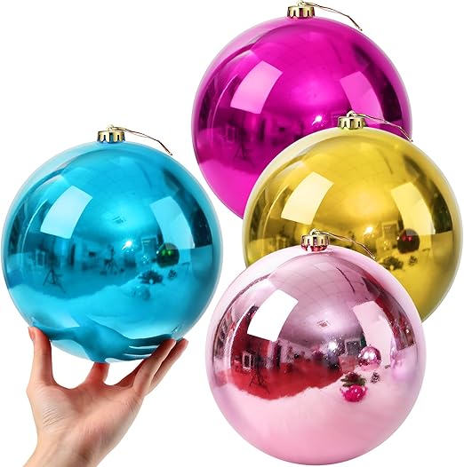 Amazon.com: 4 Pcs Large Christmas Ball Ornaments Giant Commercial Grade ...