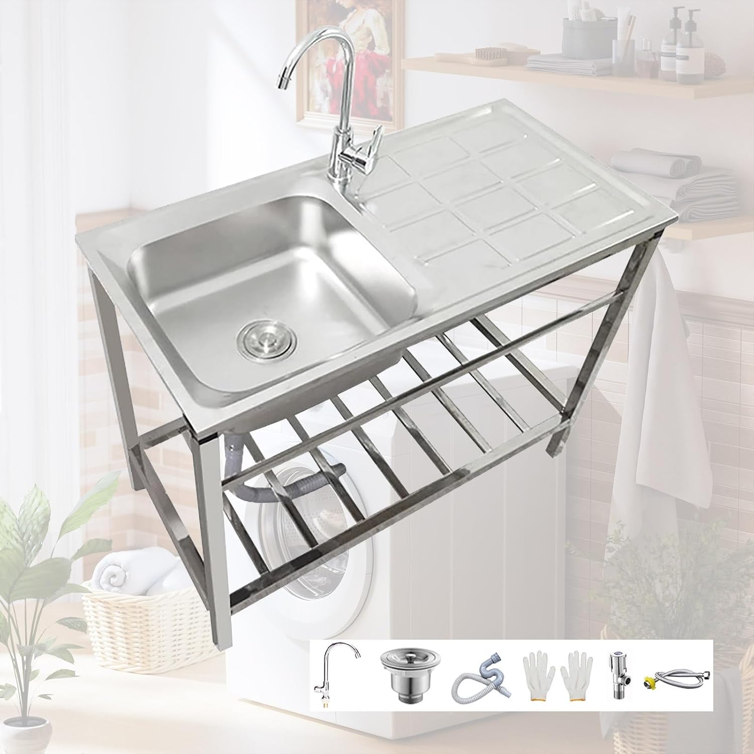 Lavello Cucina in Acciaio Inox, Lavandino Commerciale Professionale ...