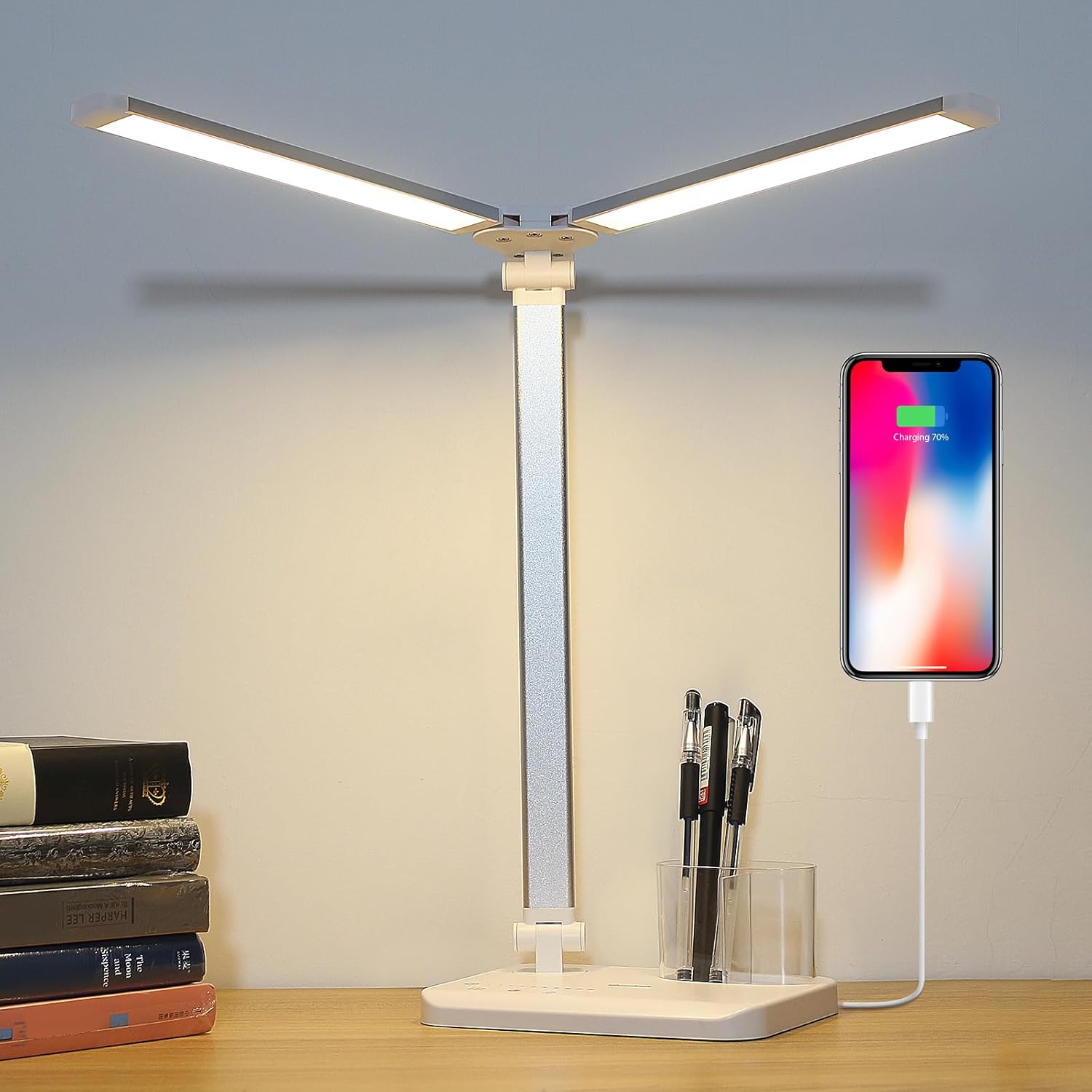 Qooltek LED Desk Lamp for Home Office, Touch Control Table Lamp with 5 ...