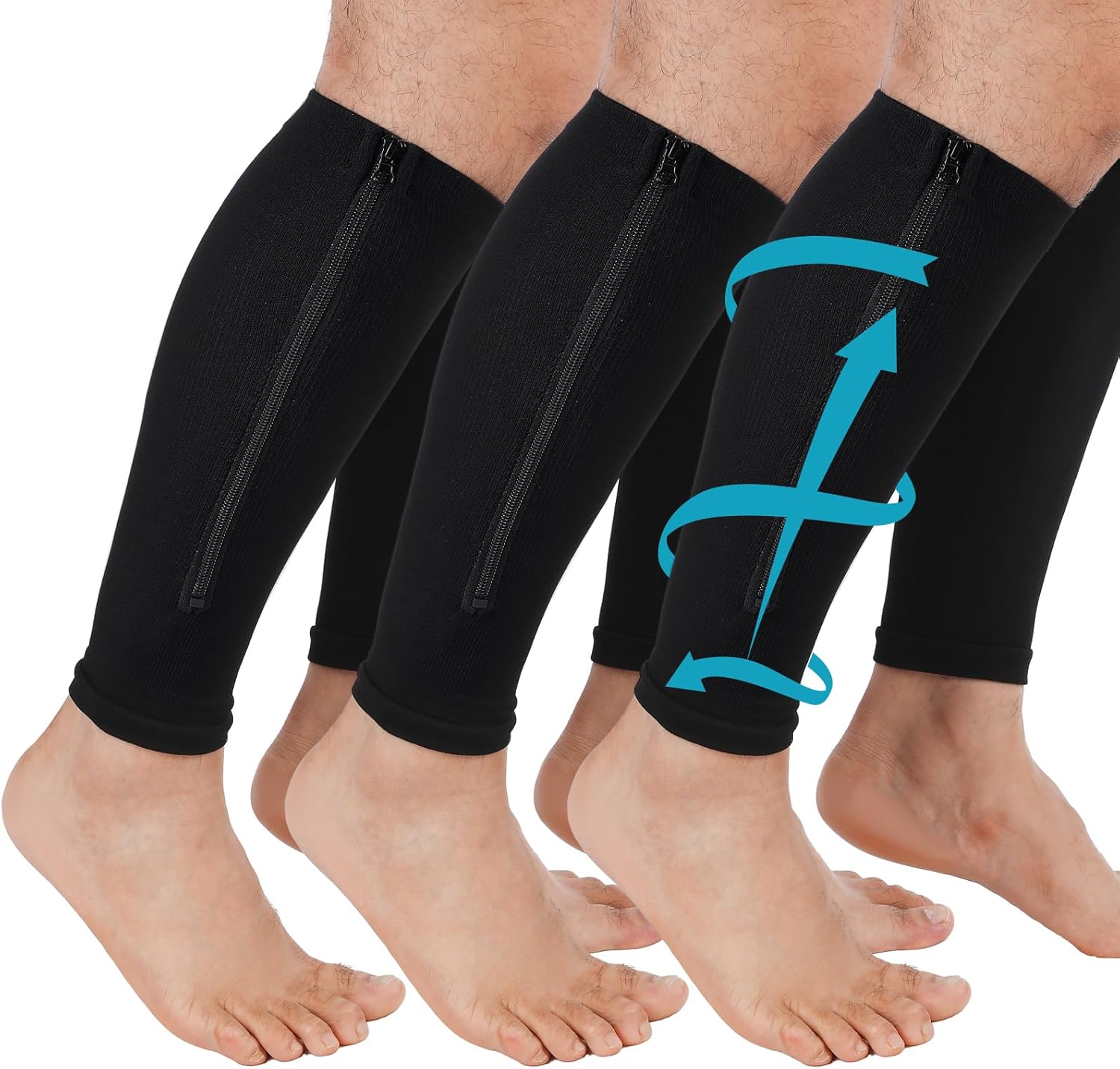 Amazon.com: Threlaco 3 Pairs Calf Compression Sleeve with Zipper 20 ...