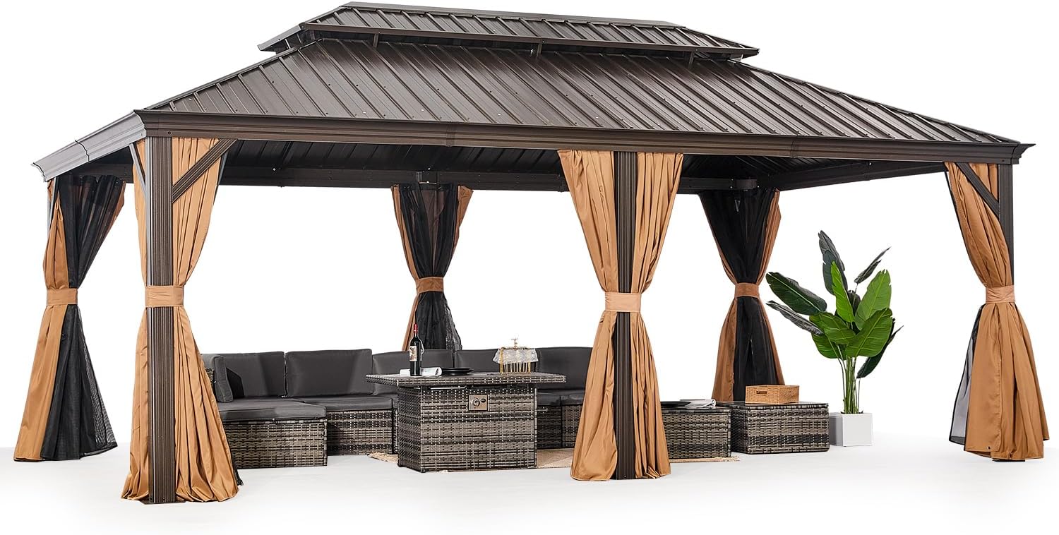 Amazon.com : Jolydale 12FT×20FT Hardtop Aluminum Gazebo, Outdoor Metal ...