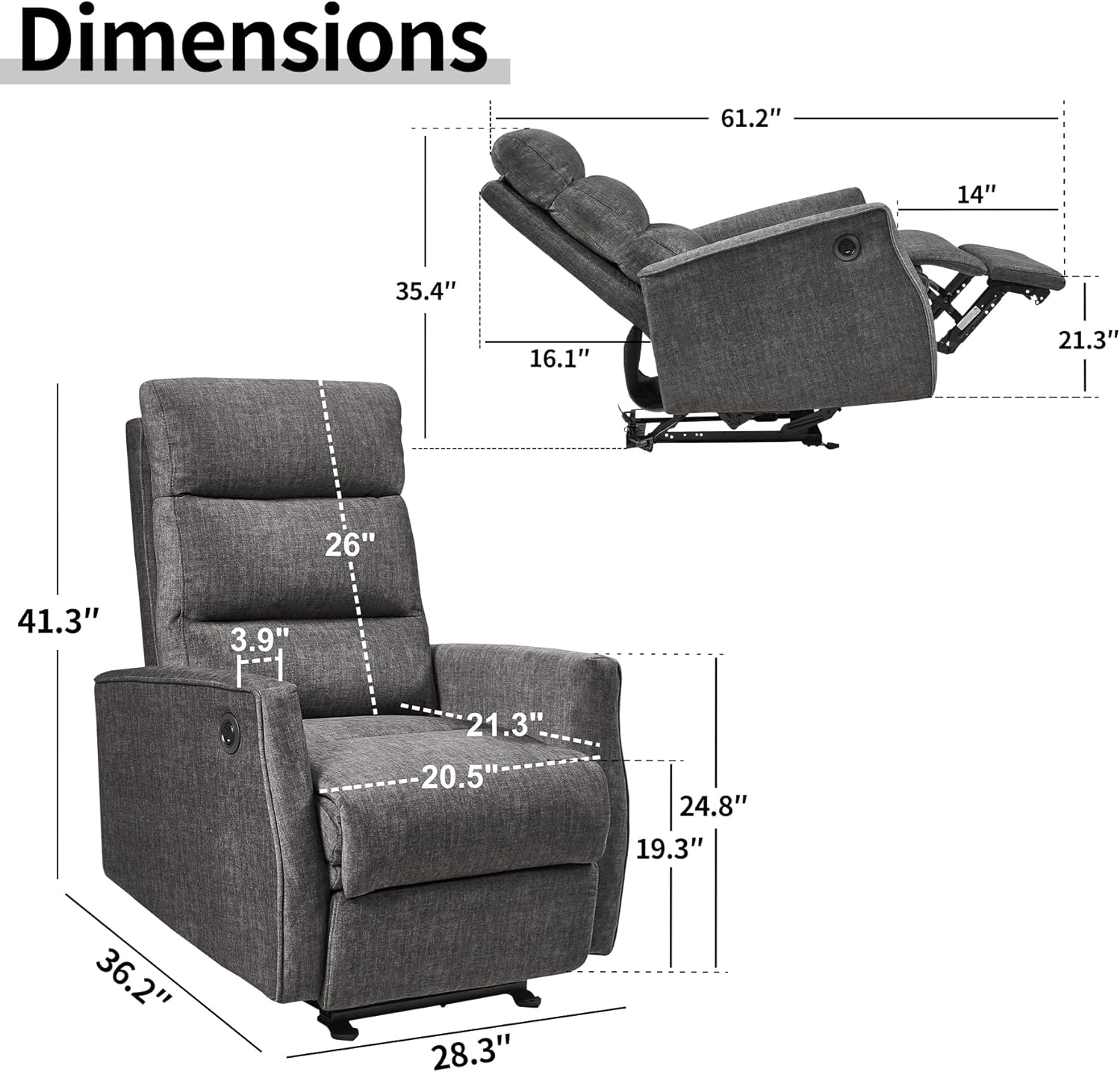Plococo Silla reclinable eléctrica para sala de estar, silla individual ...