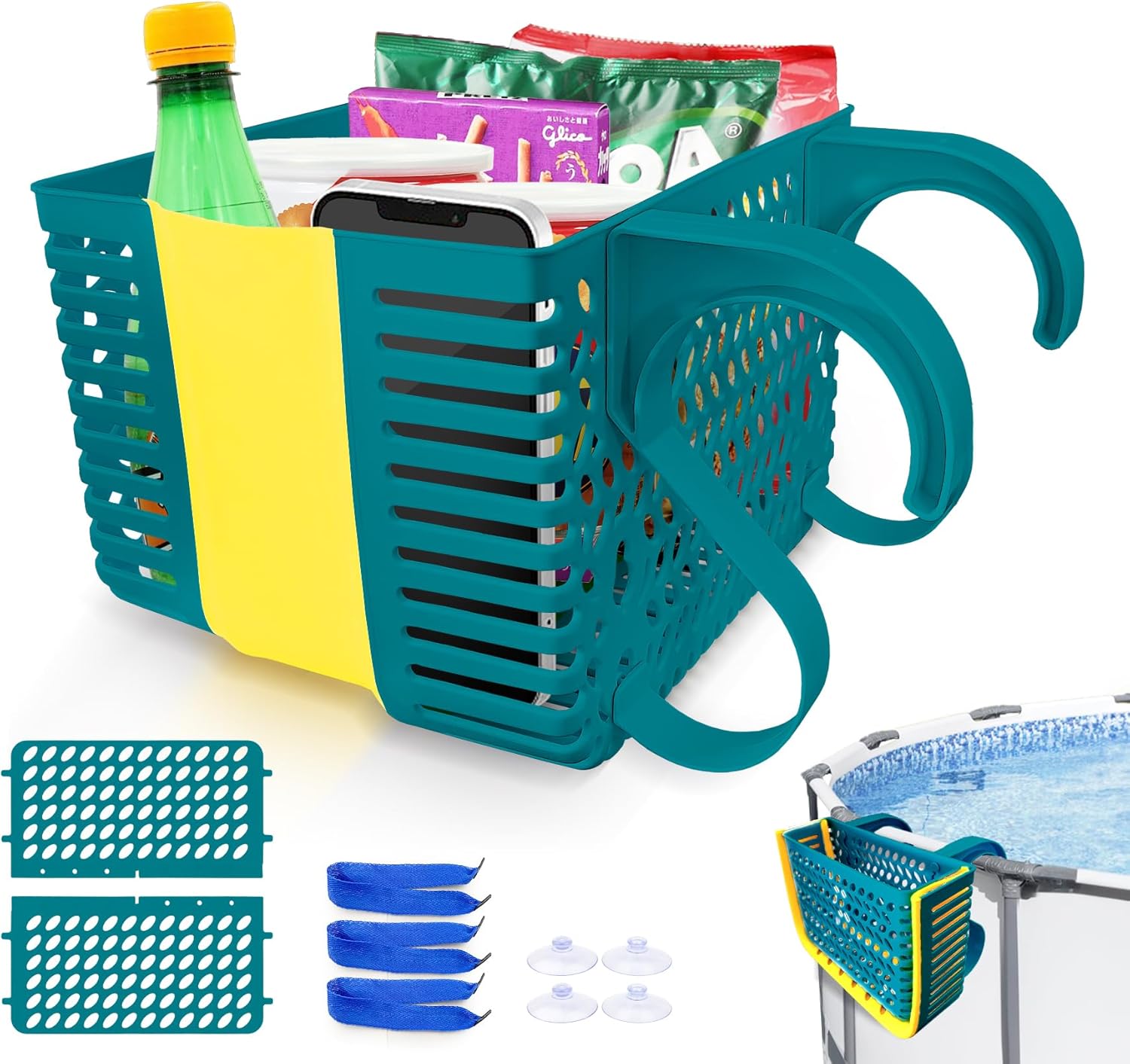 Poolside Storage Basket, Foldable Above Ground Pool Accessories Pool ...