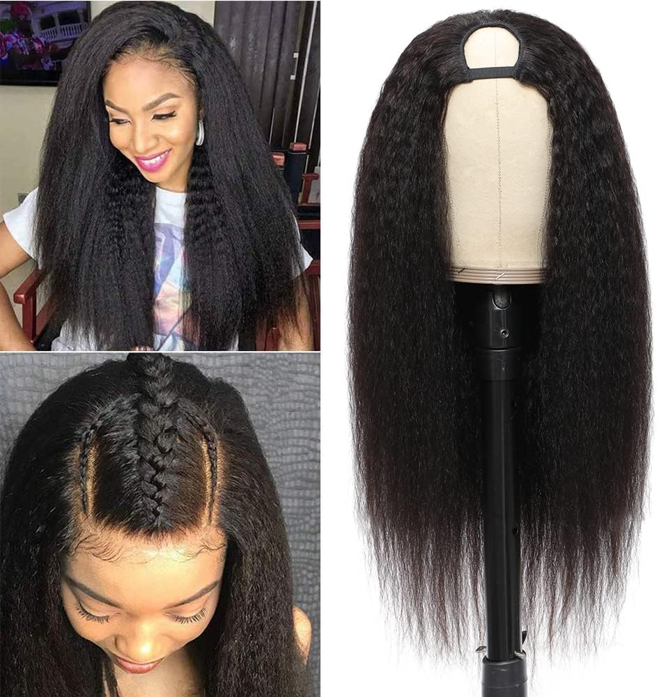 Amazon.com : U Part Wig Human Hair Kinky Straight Wigs for Black Women ...