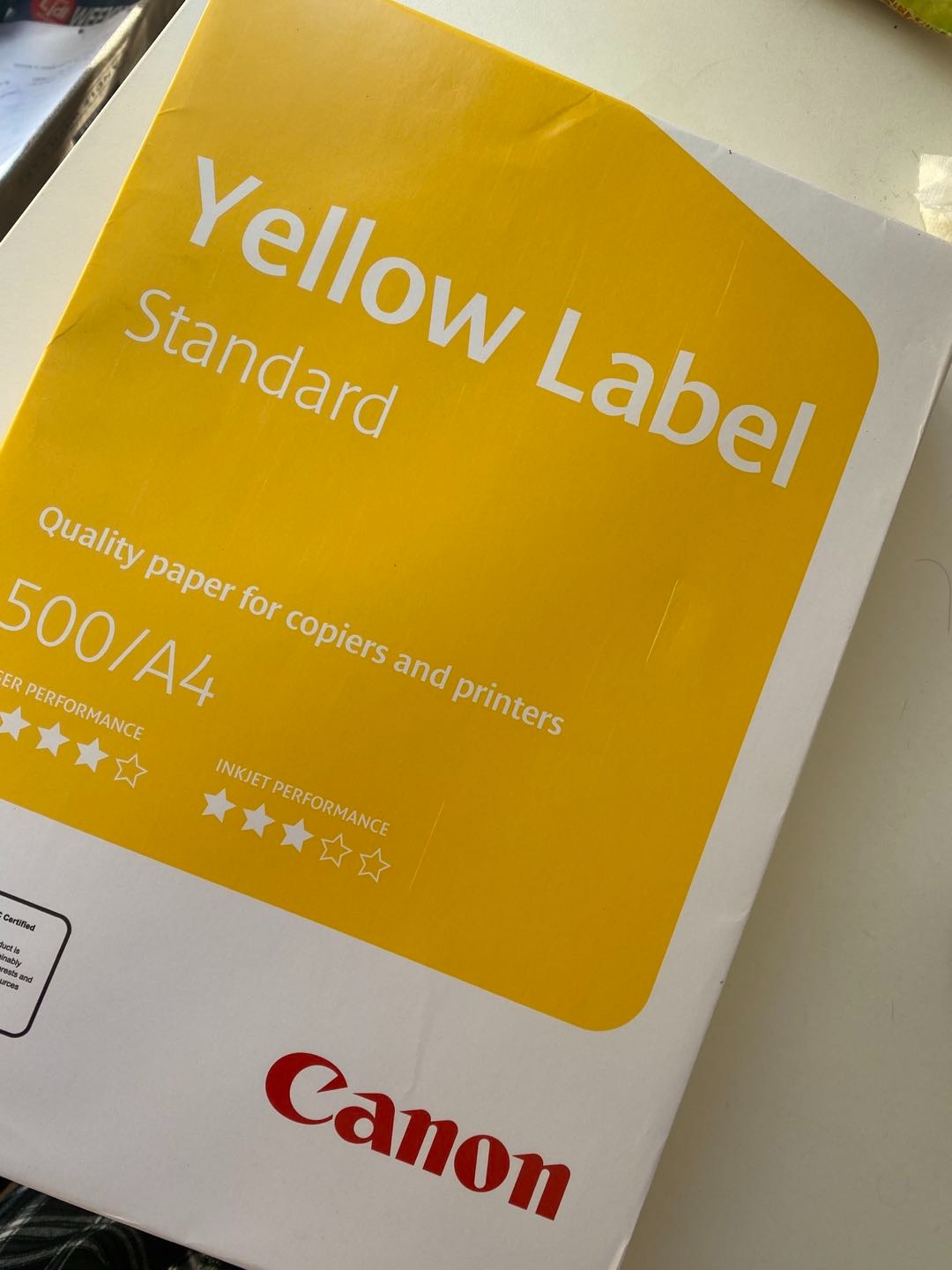 Canon Yellow Label Standard A4 White Printer Paper 80gsm - 1 Ream of ...
