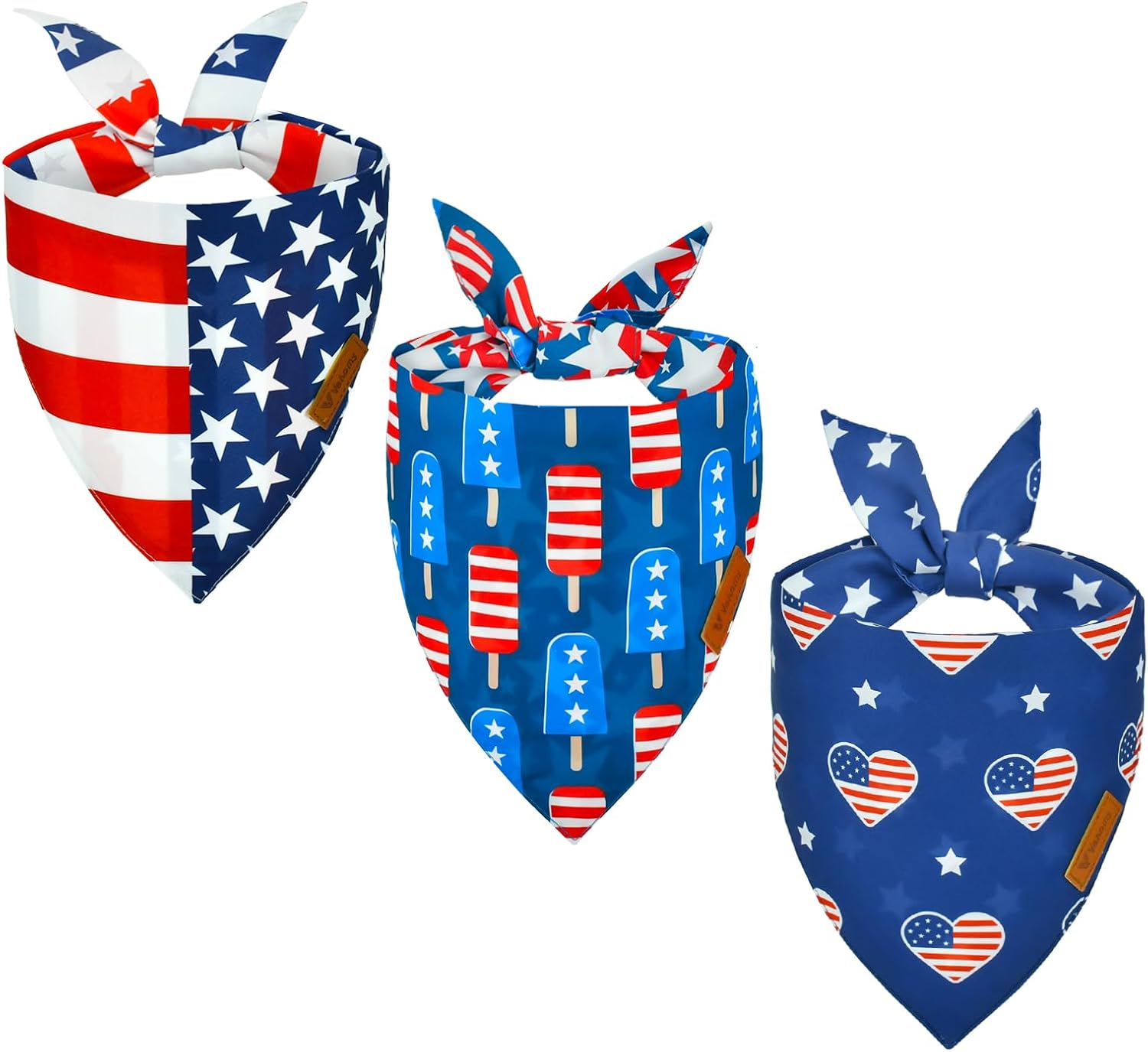 Amazon.com : Vehomy 3 Pack 4th of July Dog Bandana Independence Day Pet ...