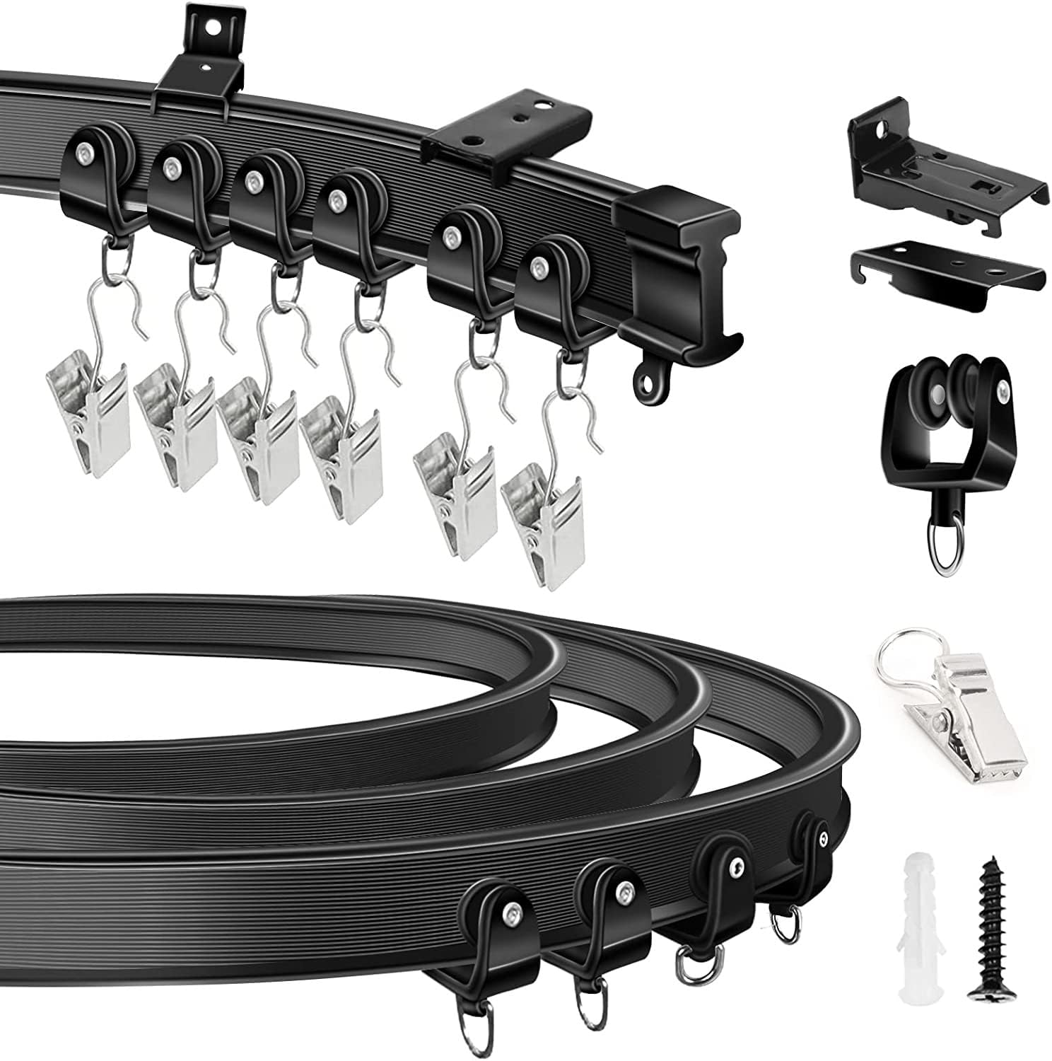 Ceiling Curtain Track, Curved Ceiling Curtain Track Bendable Wall Mount ...