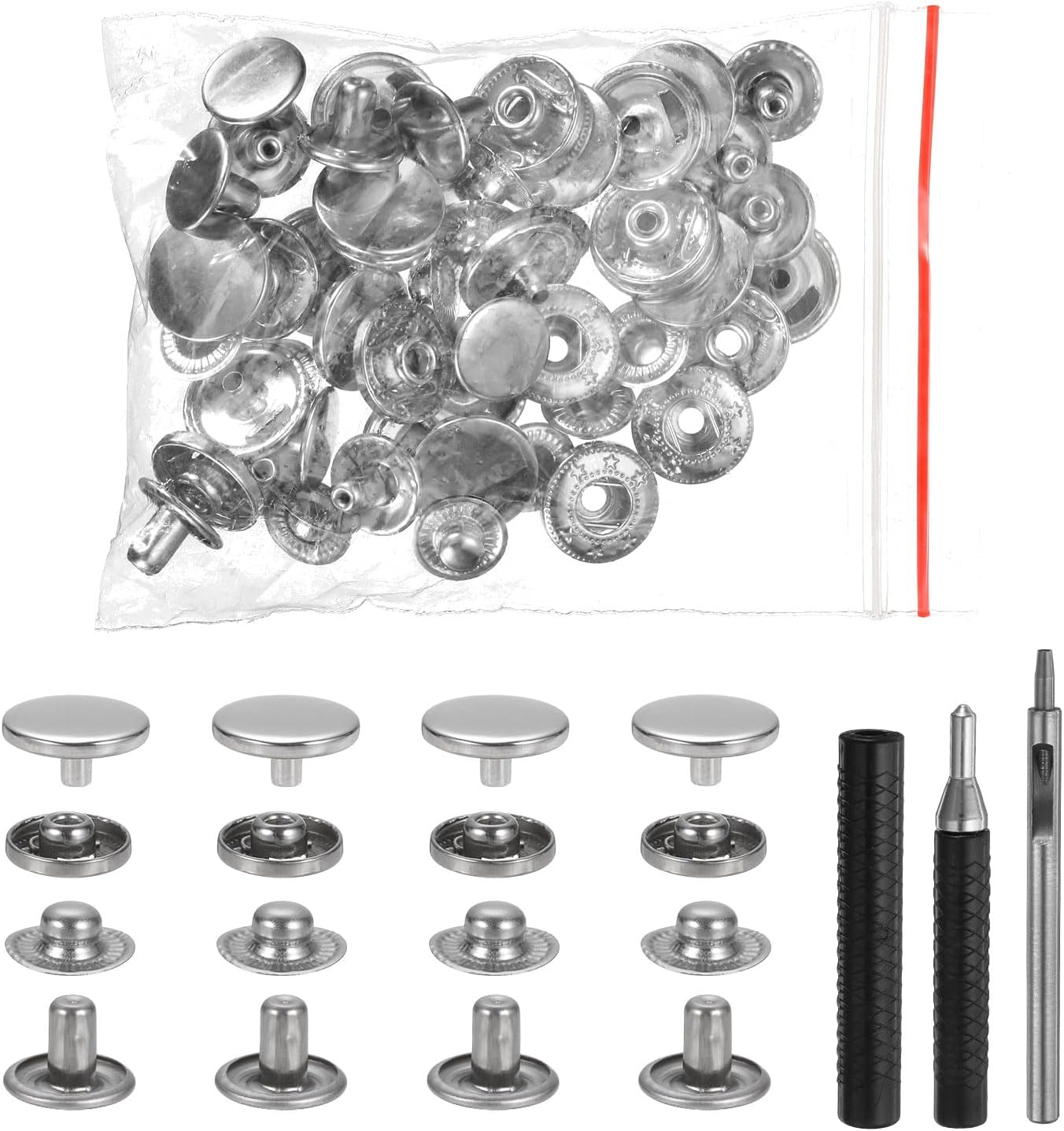 Amazon.com: HARFINGTON 25 Set Leather Snap Fasteners Kit 12.5mm Metal ...