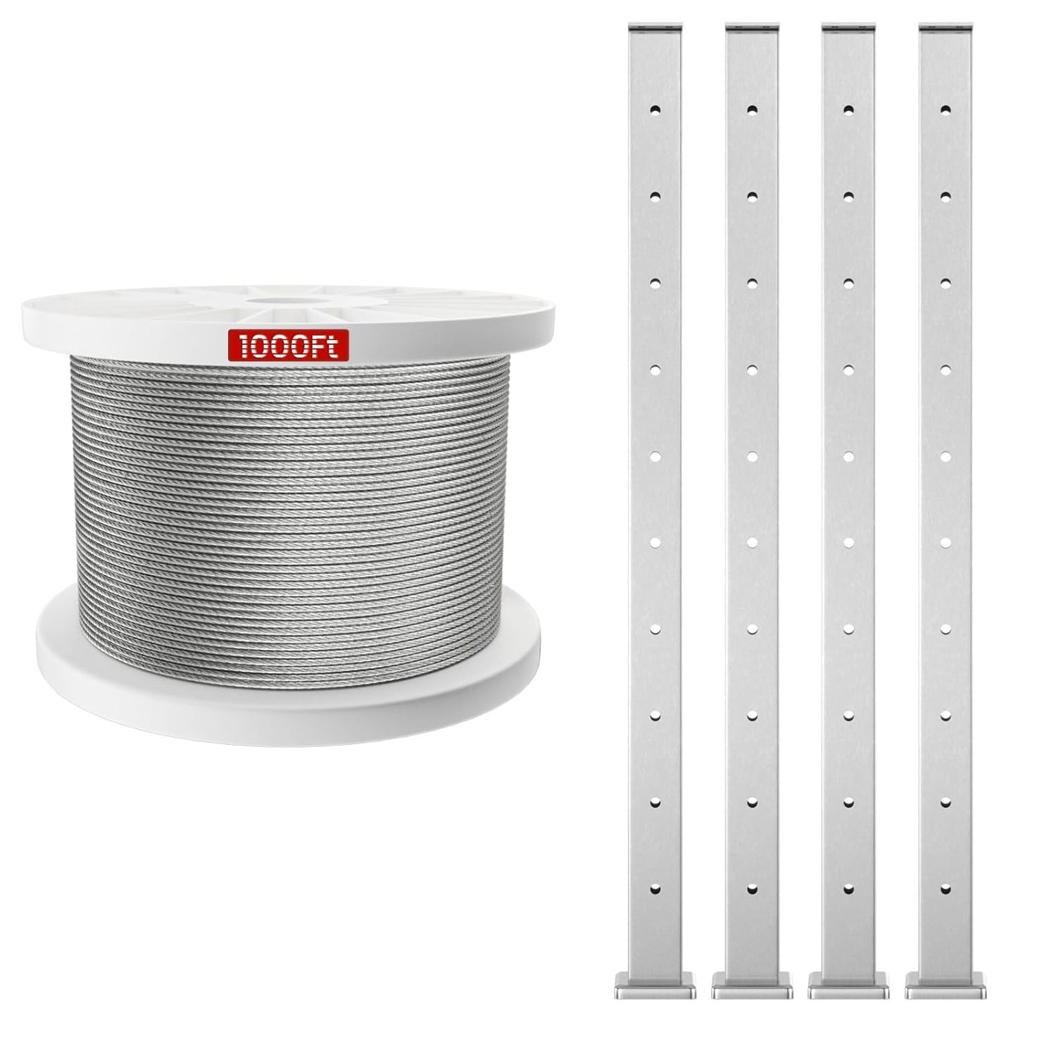 Muzata 4Pack Level drilled Cable Railing Post 36"x2"x2" PS02 LH4S ...