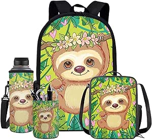 Amazon.com: ELEDIZI Sloth Backpack for Girls Kids Backpack with Lunch ...