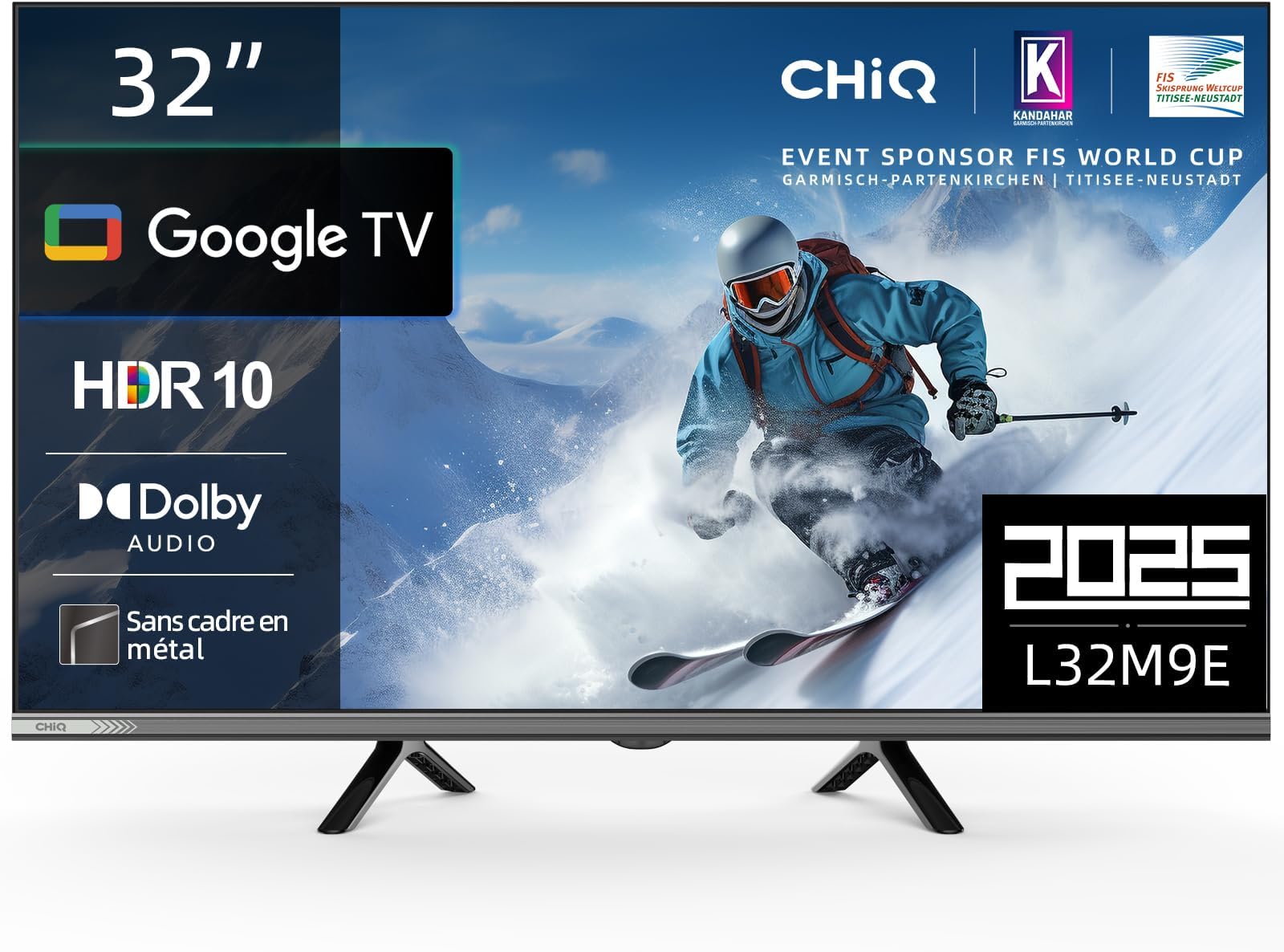 CHiQ Téléviseur 32 Pouces L32G7V, Google TV, HD, Conception sans Cadre ...