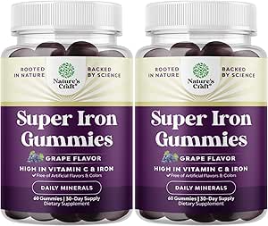 Amazon.com: Extra Strength Iron Gummies for Women and Men - Potent 45mg per Serving Chewable ...
