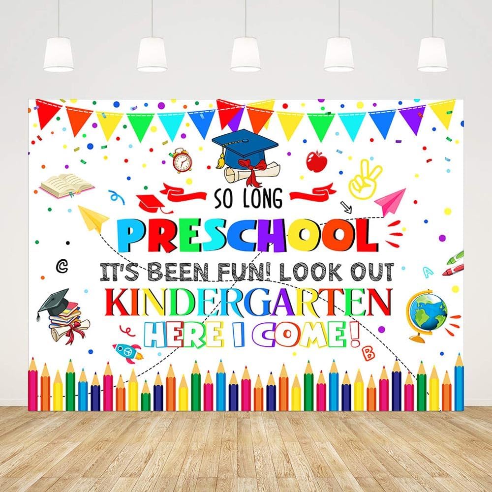 Amazon.com : AIBIIN 7x5ft Preschool Graduate Backdrop So Long Preschool ...