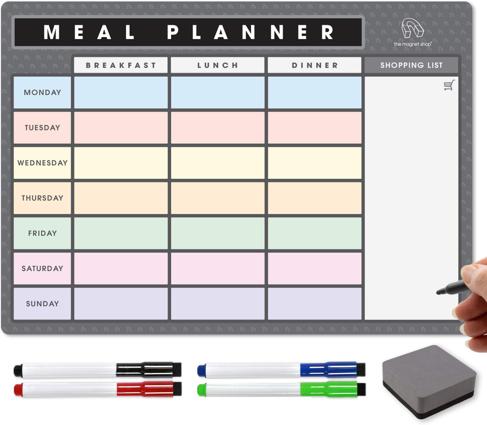 Magnetic Weekly Planner and Menu Board Bundle for Fridge – Reusable Dry ...