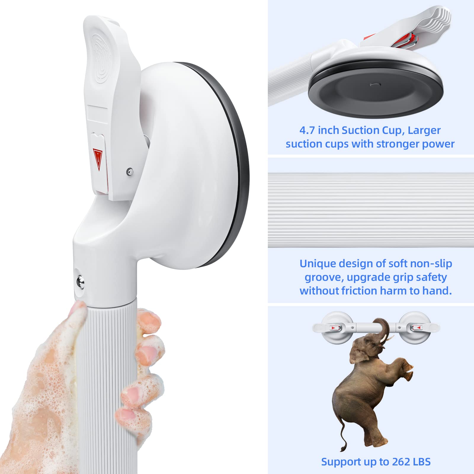 Snapklik.com : Suction Cup Grab Bars For Bathtubs And Showers, Safety ...