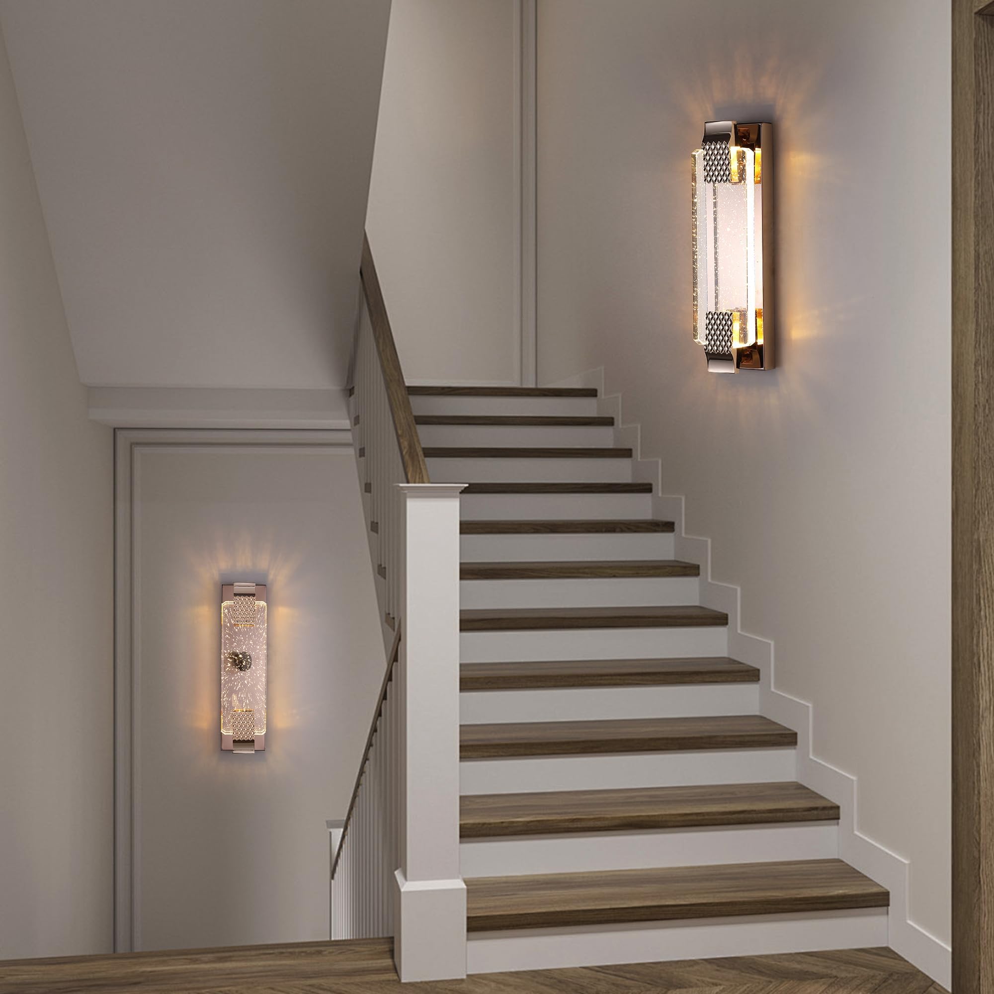 Jiinoo Wall Lamp Fixture, Gold Crystal Wall Lights, 12W LED Wall Sconce ...