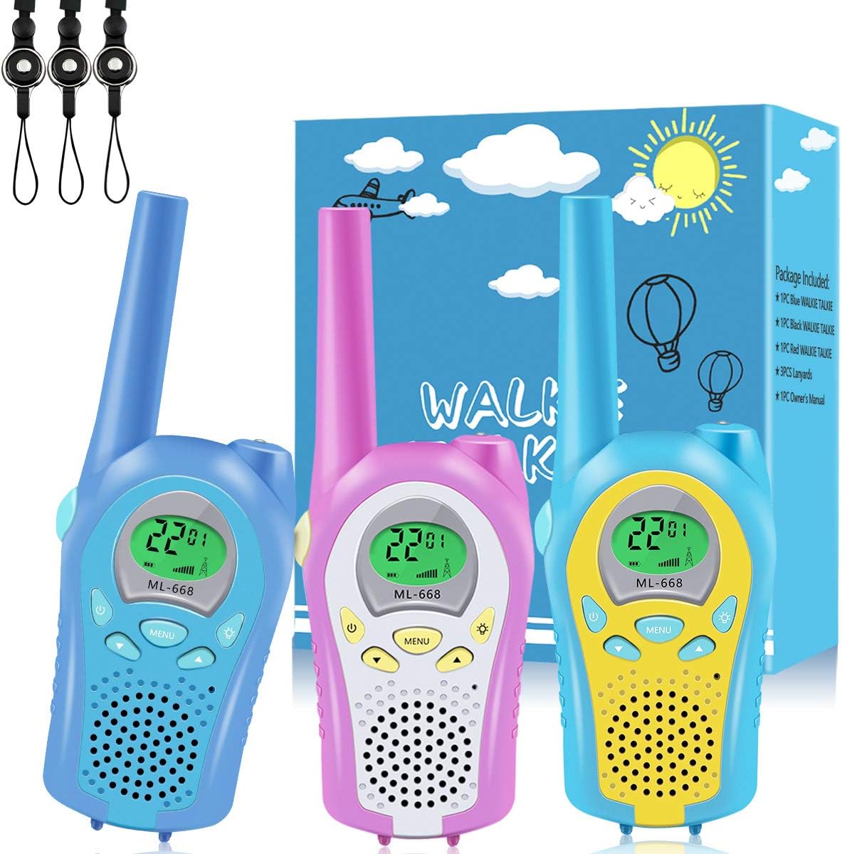 AceLife 3 Pack Walkie Talkies for Kids, 3KM Long Distance Clear Sound ...