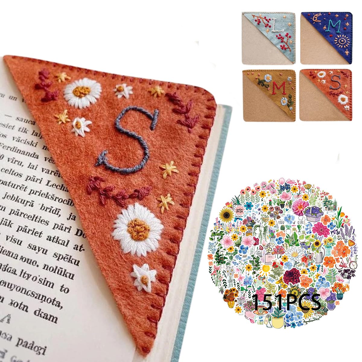 Amazon.com : Personalized Hand Embroidered Corner Bookmark with 151Pcs ...