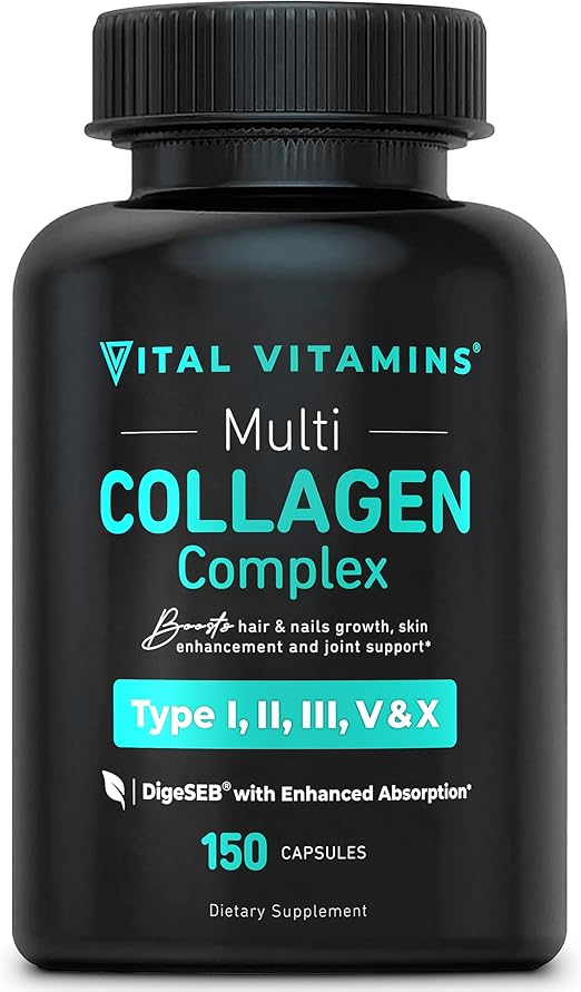 Amazon.com: Vital Vitamins Multi Collagen for Women & Men - Type I, II, III, V, X - Grass Fed ...