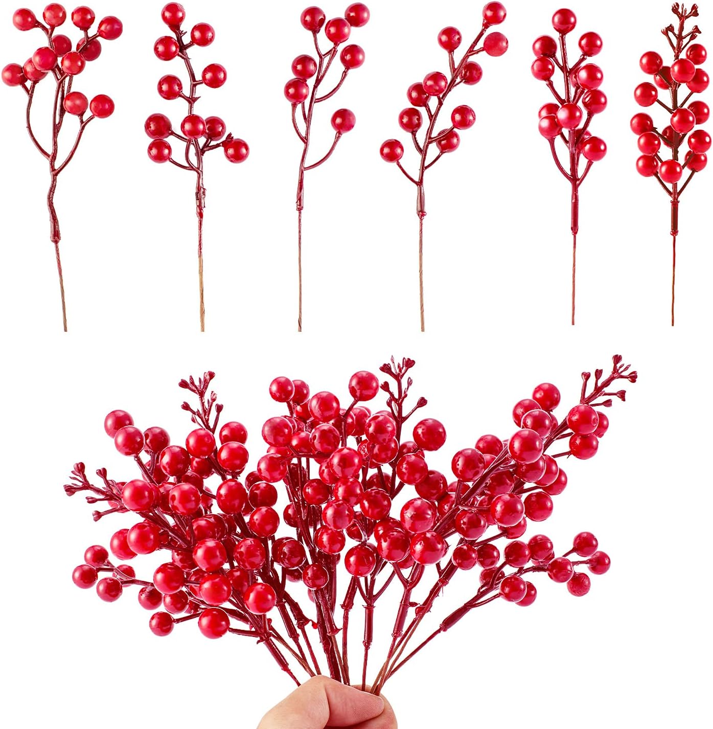 Amazon.com: Patelai 800 Pieces Artificial Holly Berries Craft Berry ...