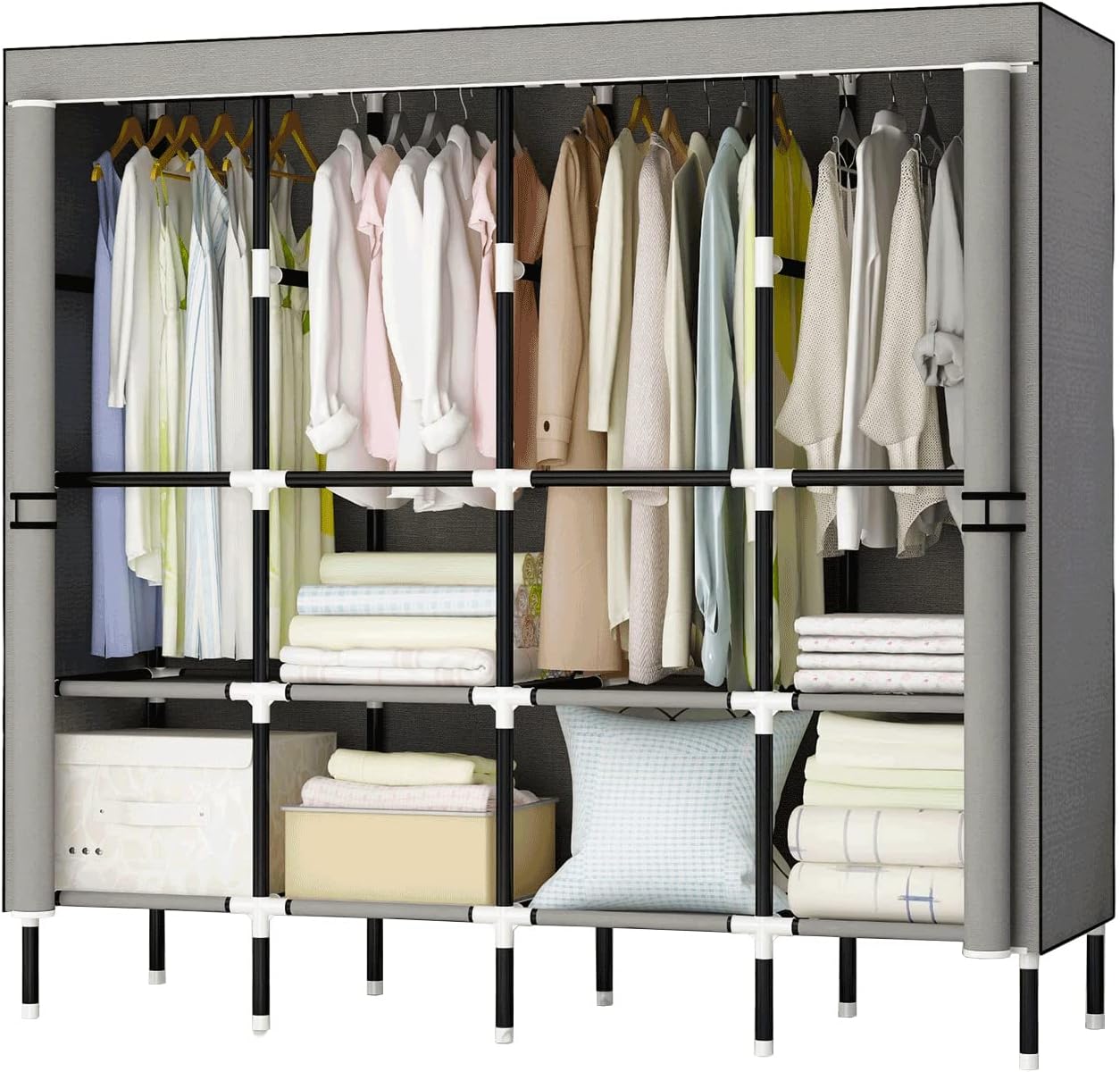 Amazon.com: Pokfeic Portable Closet Wardrobe, 64in Wardrobe Closet for ...