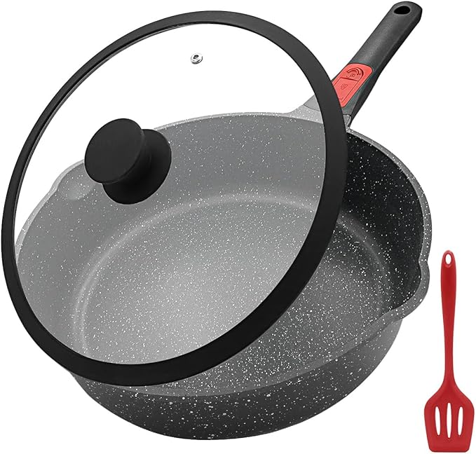 Amazon.com: AIKENBBKK 12 Inch Deep Frying Pan Skillet Nonstick with Lid ...
