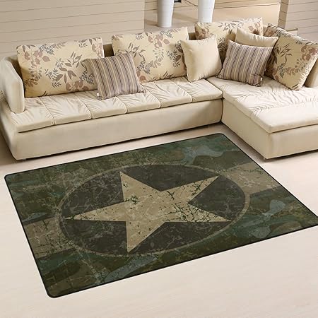 Amazon.com: ALAZA Vintage Military Camouflage Star Area Rug Rugs for ...