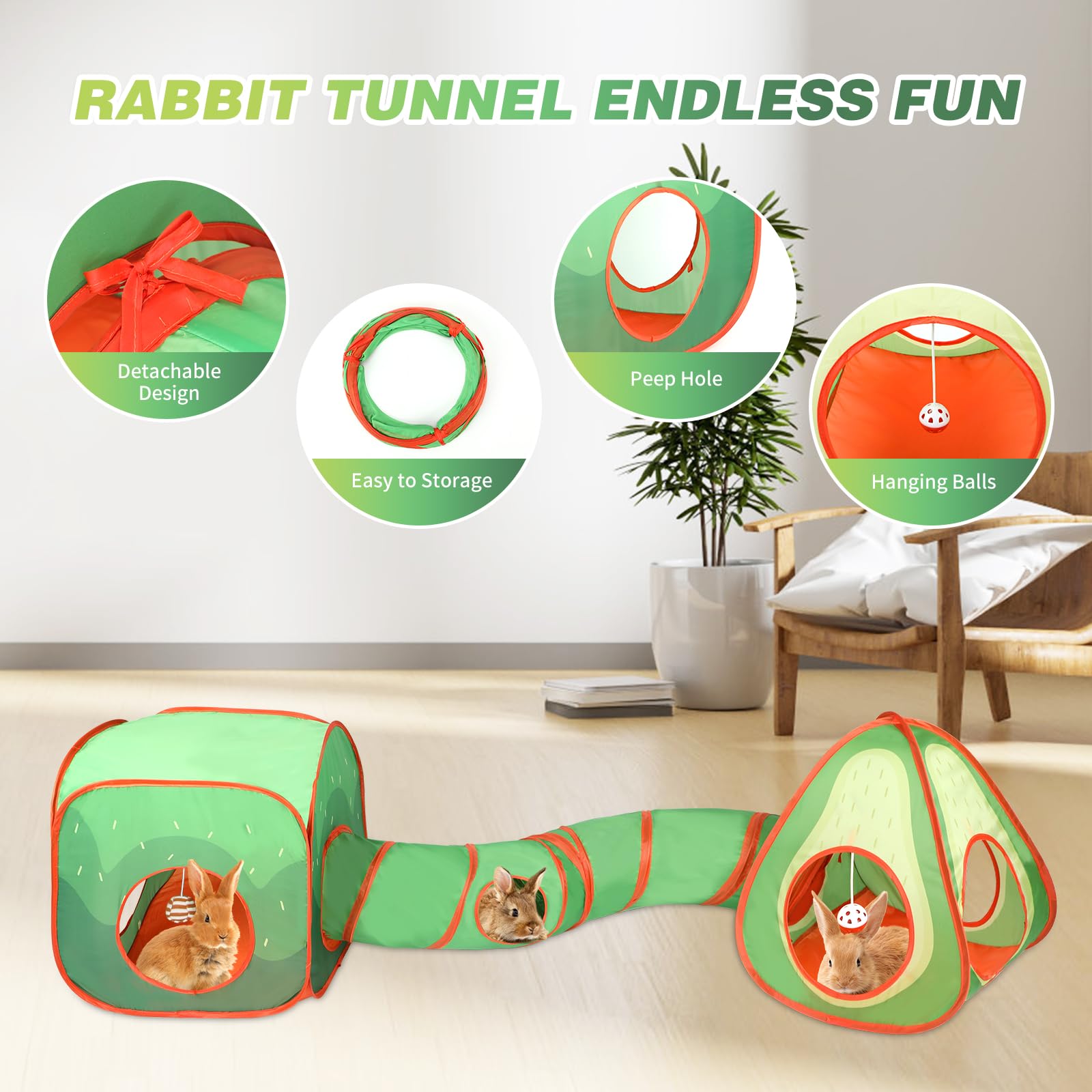 Snapklik.com : BWOGUE Bunny Tunnels & Tubes Collapsible Rabbit Hideout ...