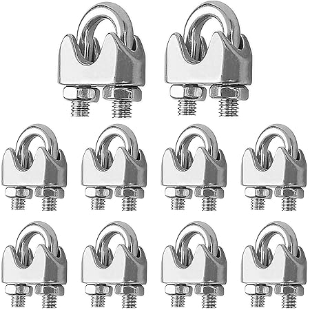 4mm Galvanised Simplex Steel Wire Rope Clamp + Thimble Clamps Grips ...