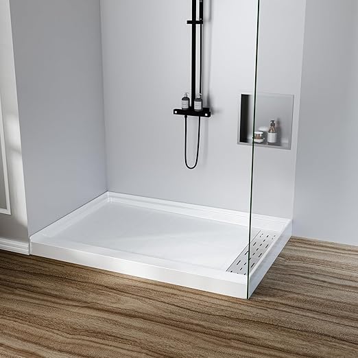Shower Base with Single Threshold Rectangular Center Drain Location ...