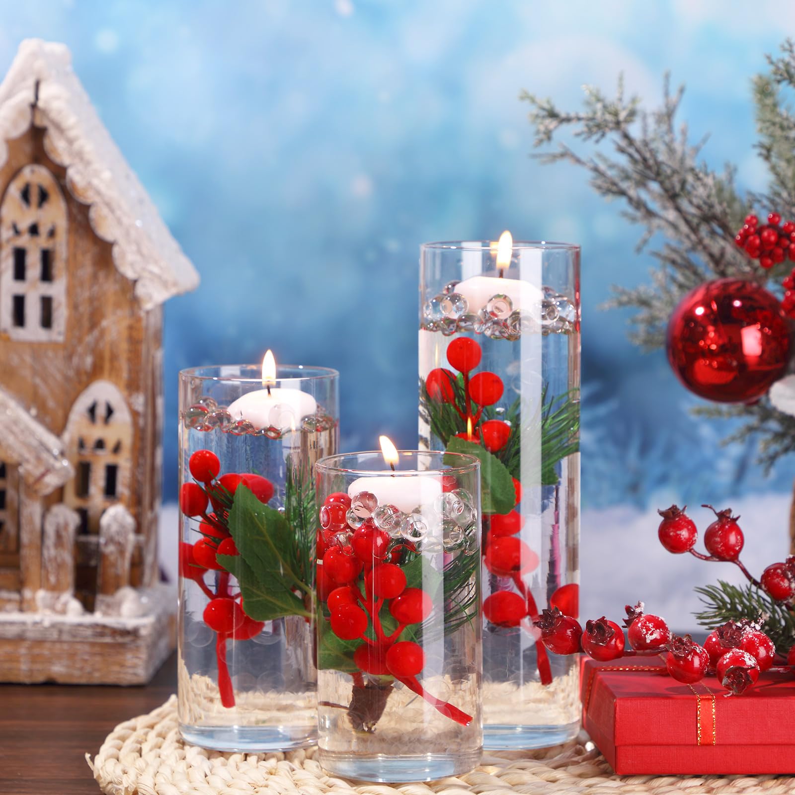 Christmas Vase Centerpieces Glass Cylinder