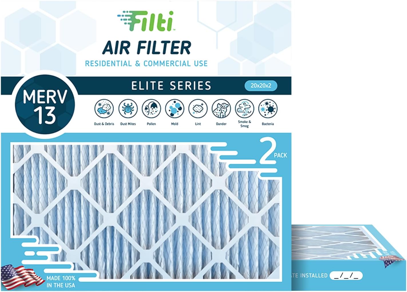 Amazon.com: FILTI 20x20x2 Air Filter MERV 13 | Pleated Home Air Filter ...