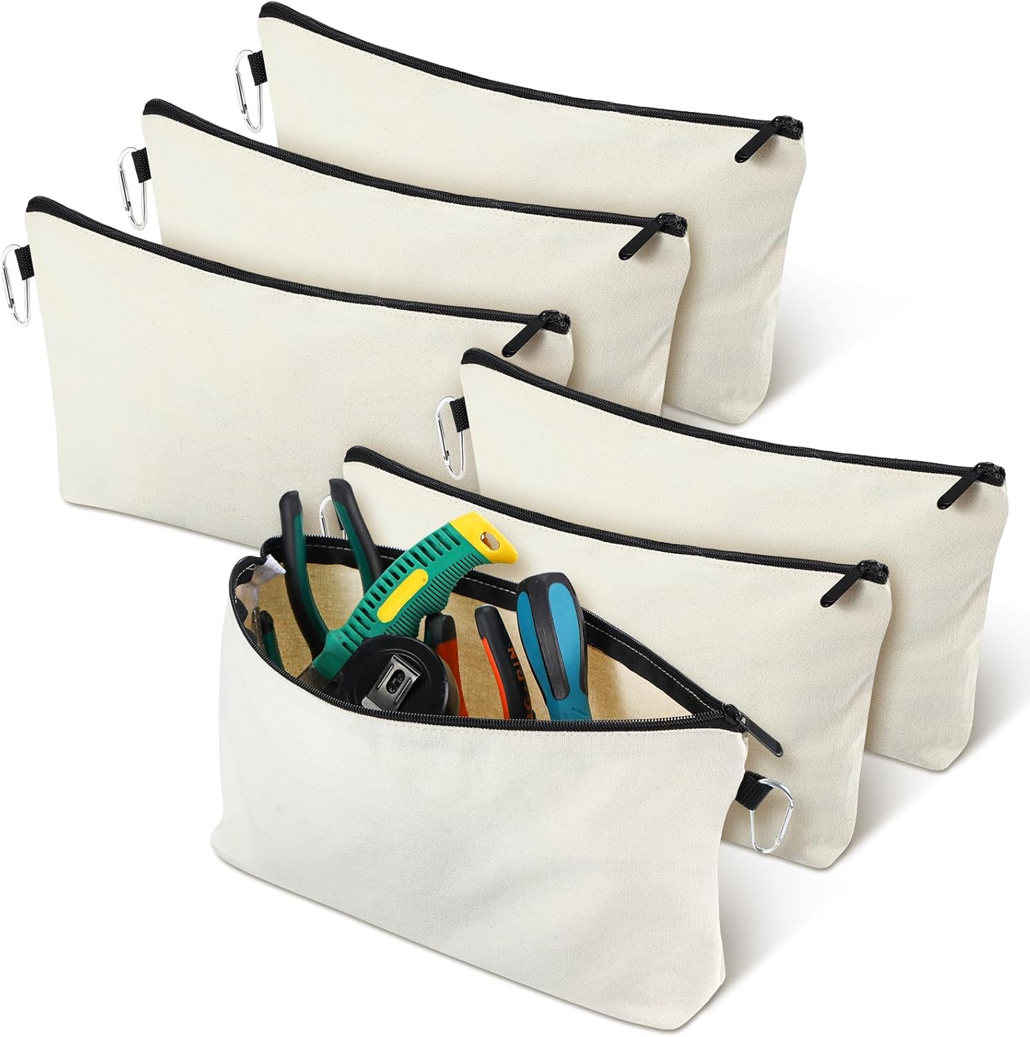 6 Pcs Tool Pouch Canvas Tool Bag Pouch Multipurpose Storage Organizer ...