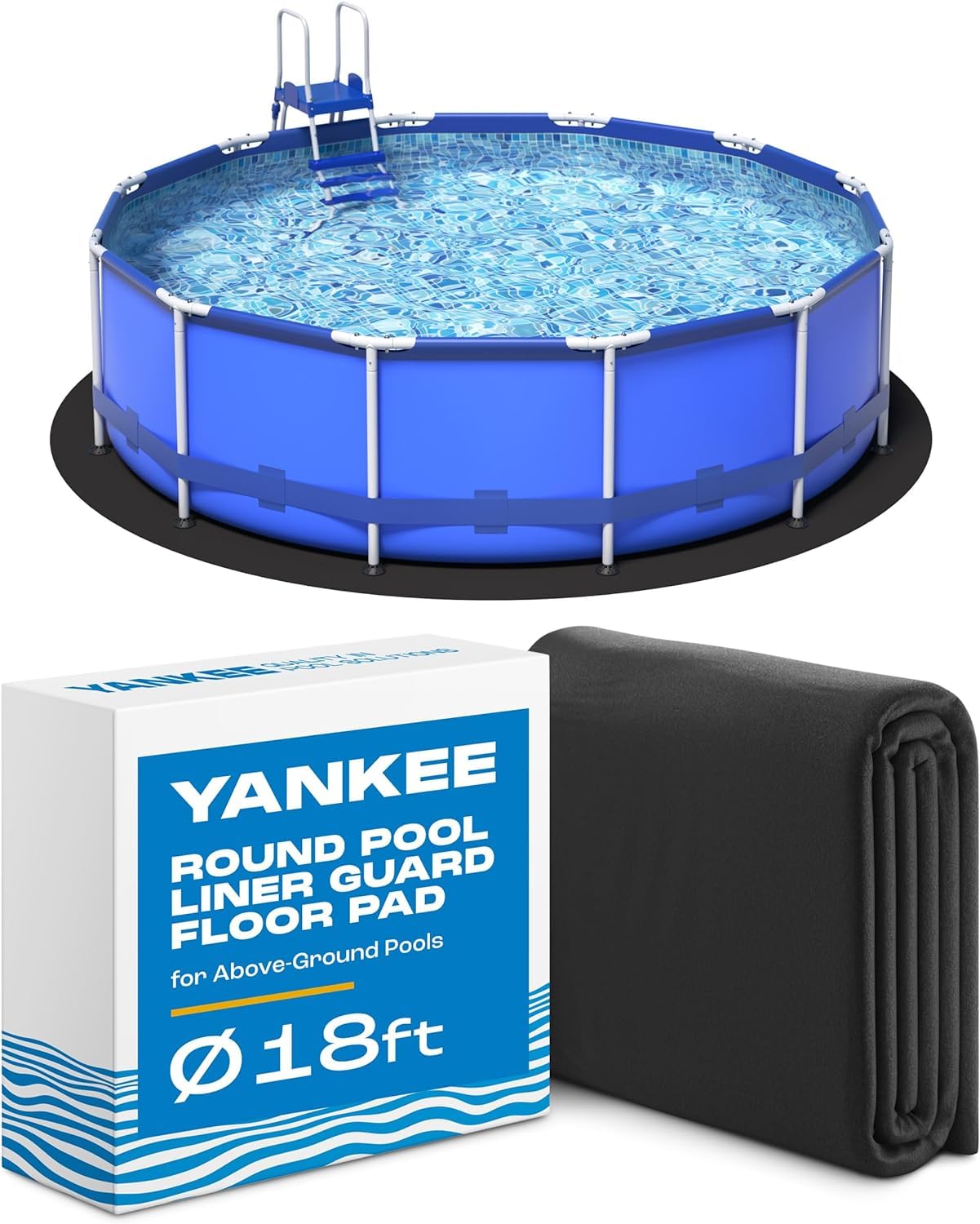 Yankee Pool Liner Pad, 18 Ft Round Puncture Proof Pool Mat, Above ...