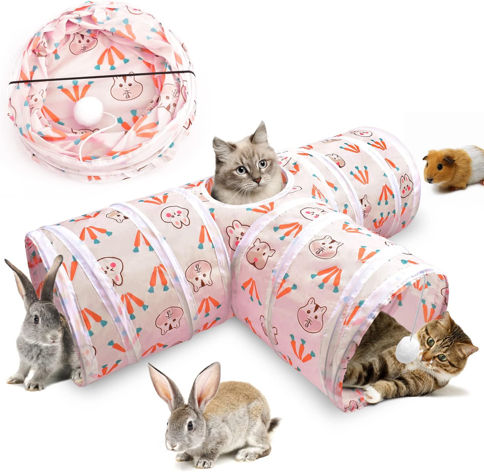 Fhodigogo Cat Tunnel Toy Rabbit Tunnel Rabbit Toys Kitten Tunnel 3 Way ...